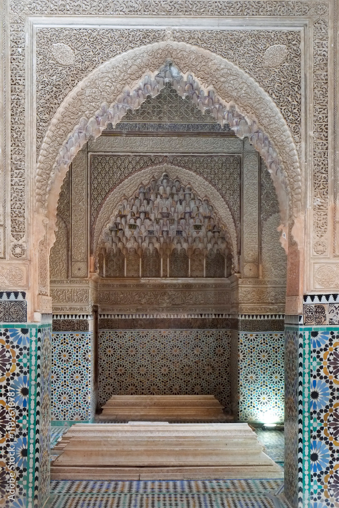 Marrakech, Morocco. The Saadian tombs which is the famous royal ...