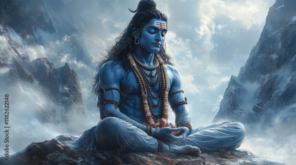 Divine meditation of lord shiva in the himalayas Stock Photo | Adobe Stock