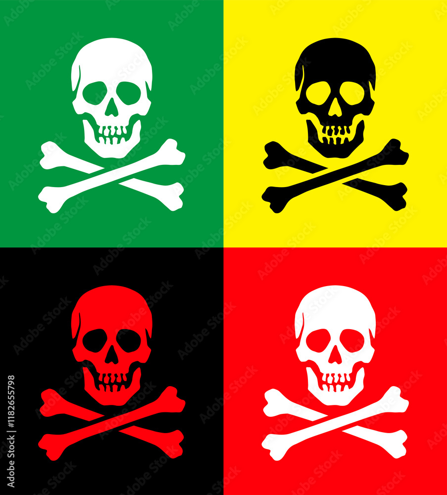 Skull and crossbones icon. Symbol of poison and danger. Pirate flag ...