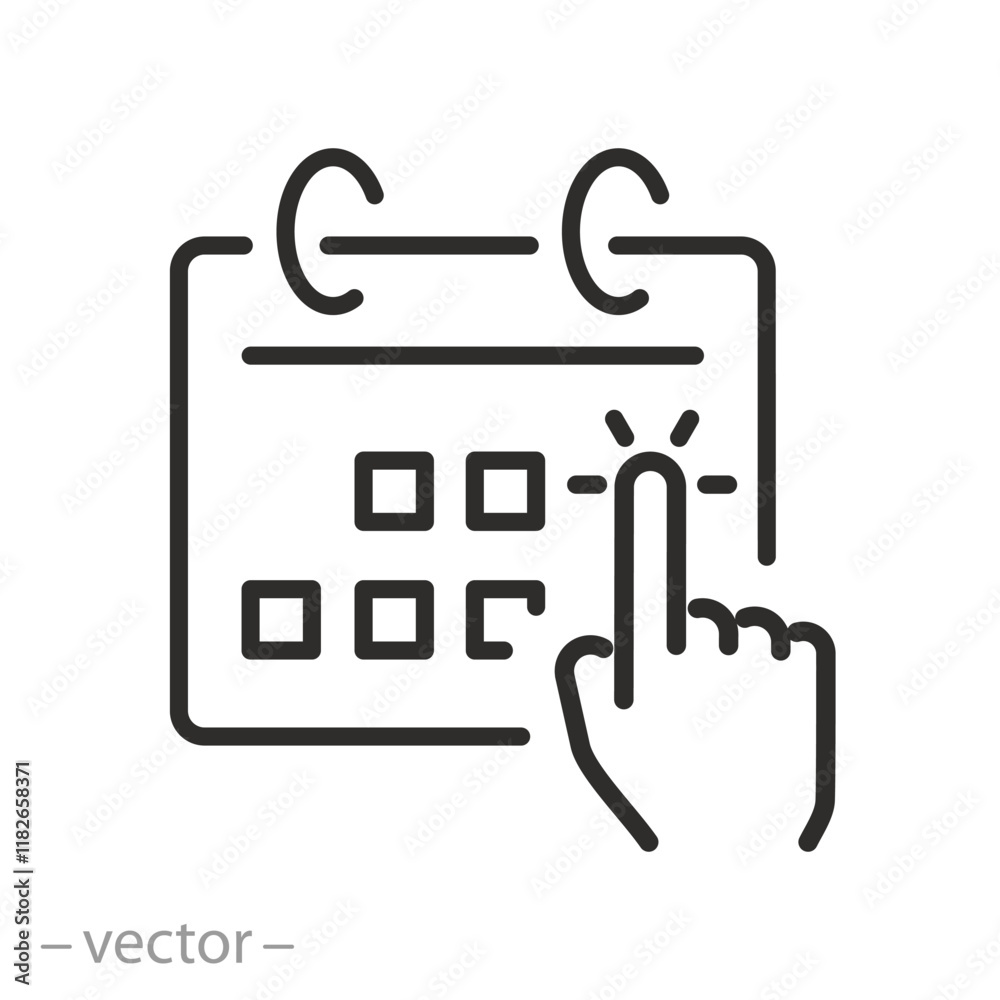 choose date icon, finger select day, calendar, vector illustration, for ...