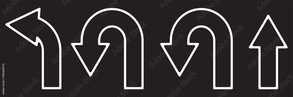 Arrows Showing Road Traffic. Prohibitory Road Signs. Vector Icons. No U ...