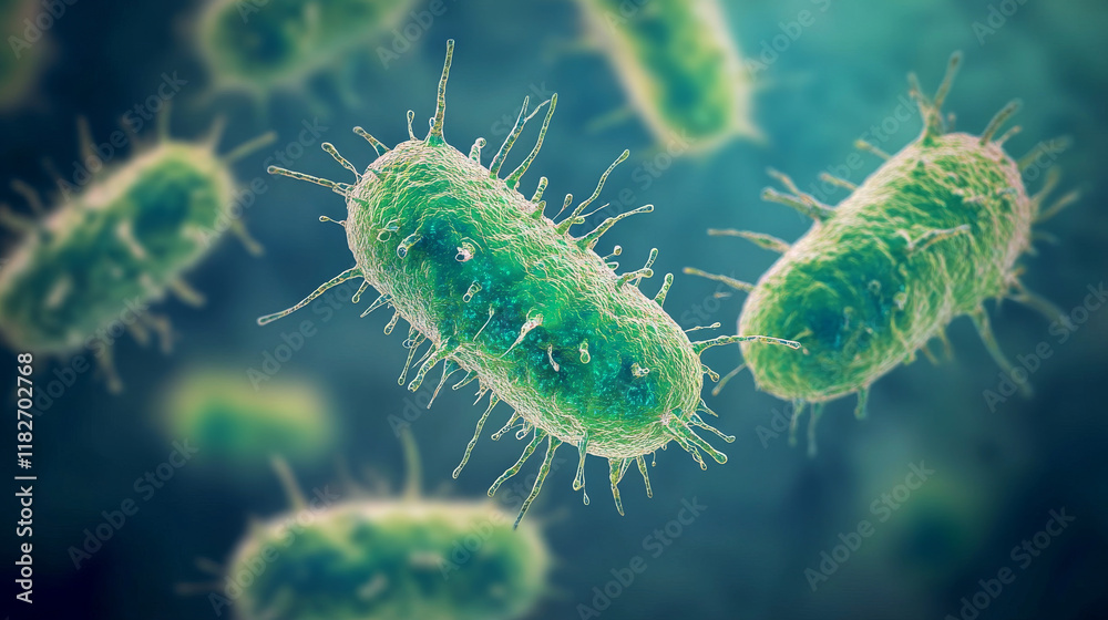 Bacteria invade the chromosome. 3D render virus attacks the chromosomes ...
