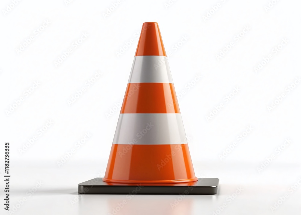 Black Outline Traffic Cone Safety Sign Isolated on White Background ...