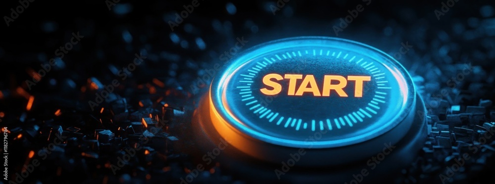 Futuristic Start Button Planning for 2025 with Glowing Light and Years ...