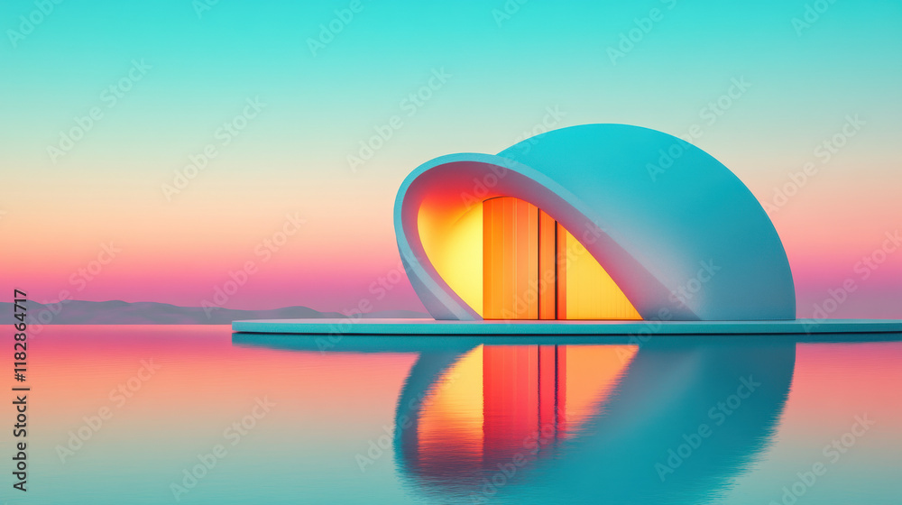 Parametric Design, A pastel-hued, high-fidelity image of a floating ...