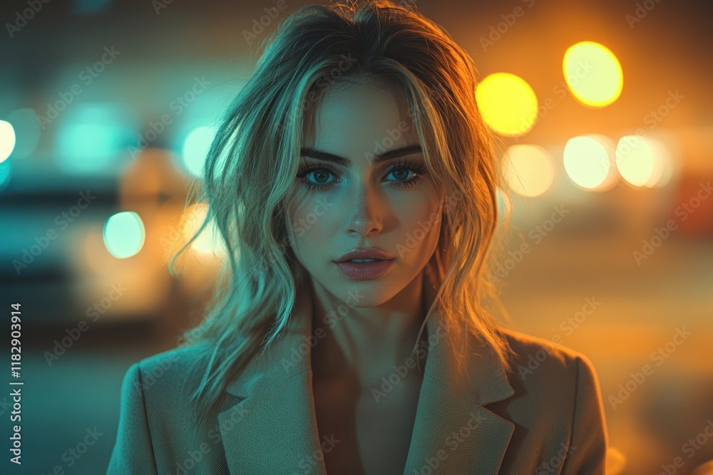 Female Journalist Reporting on Crime Scene with Microphone and Gestures ...