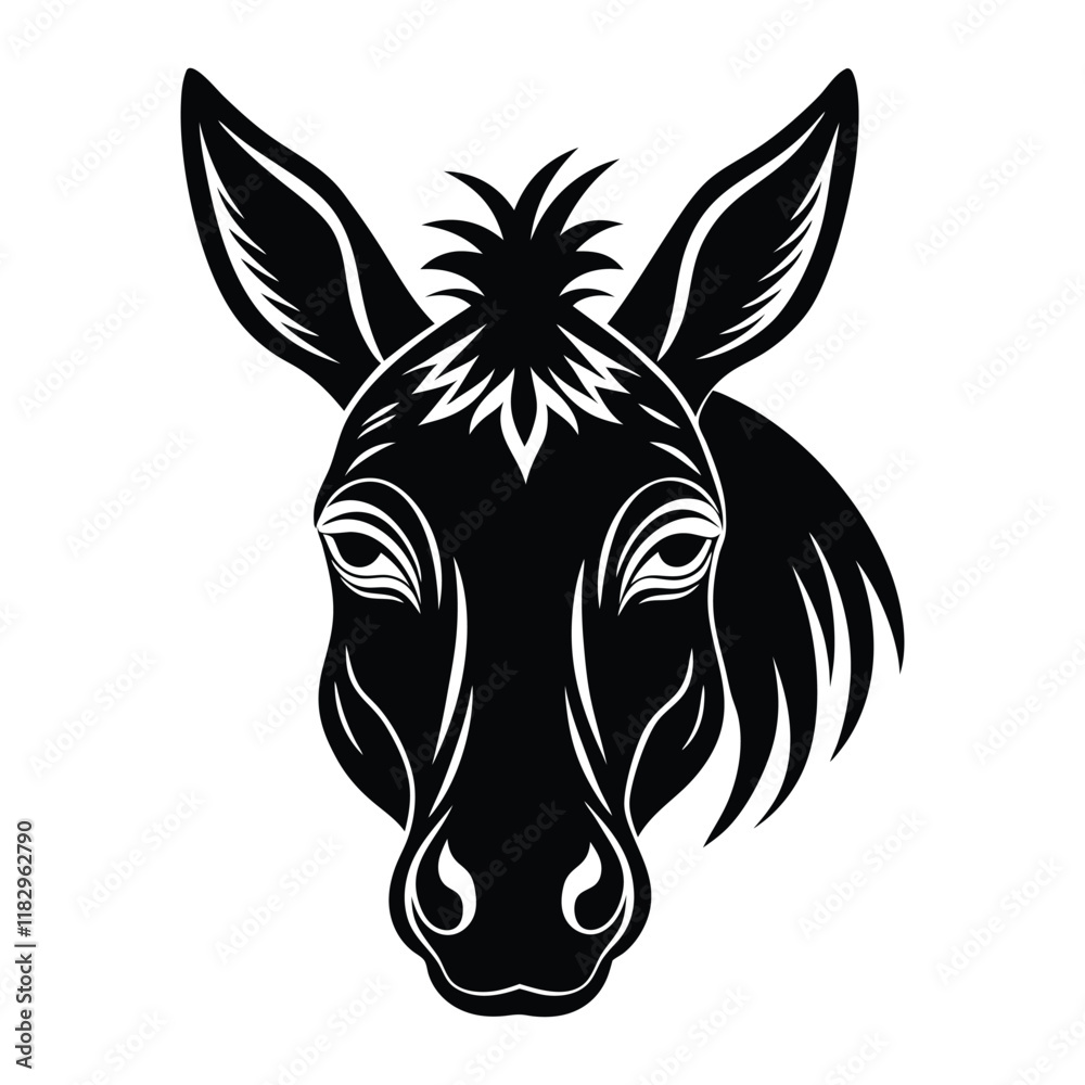 Mule head vector silhouette art illustration Stock Vector | Adobe Stock