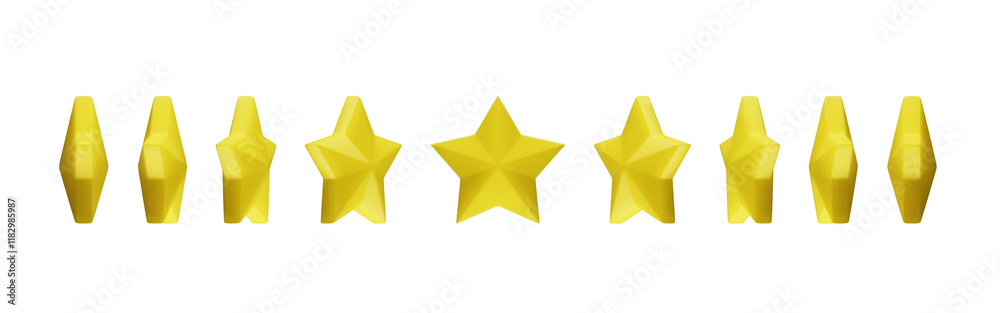 3d rendering golden star sprite sheet game asset isolated on ...
