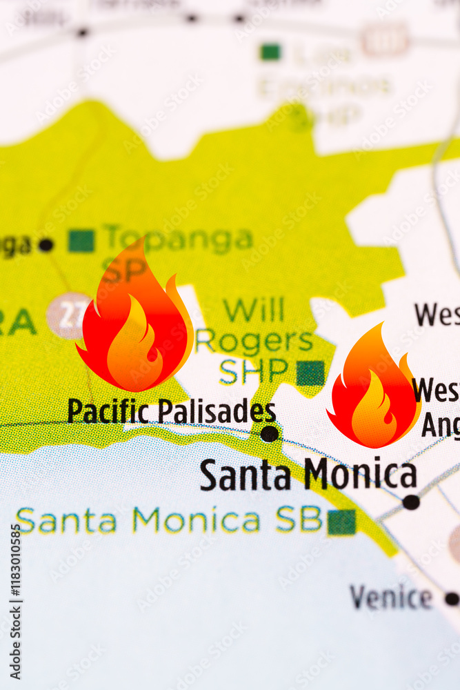 Los Angeles County, California, Wildfire Map Pacific Palisades, Santa ...