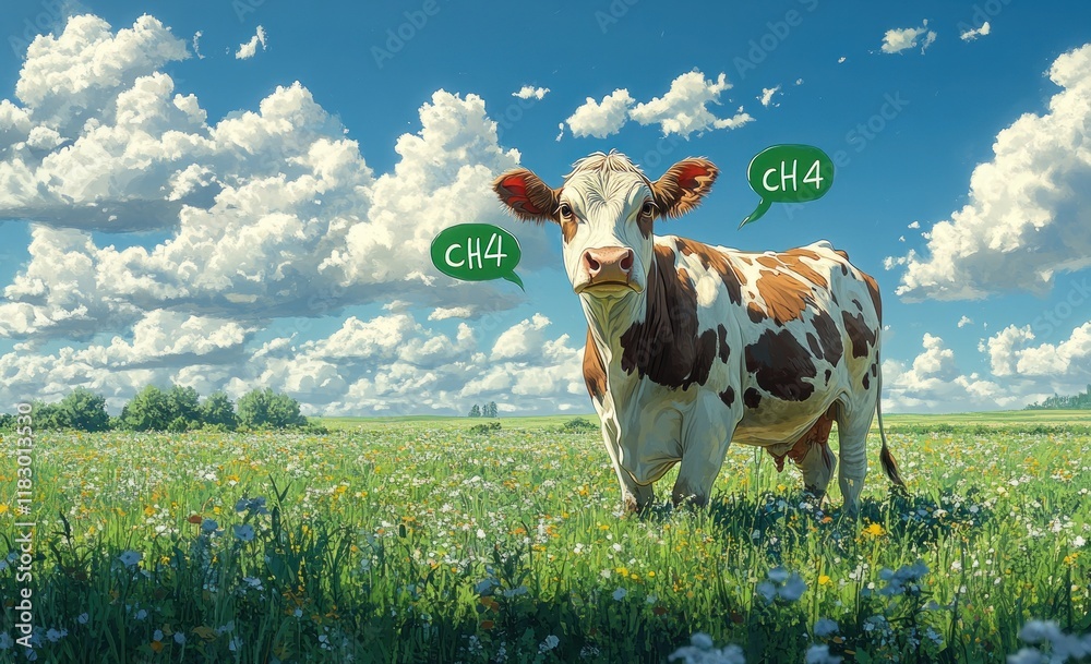 Ilustración de Stock Methane Emissions from Cattle and Their Impact on ...