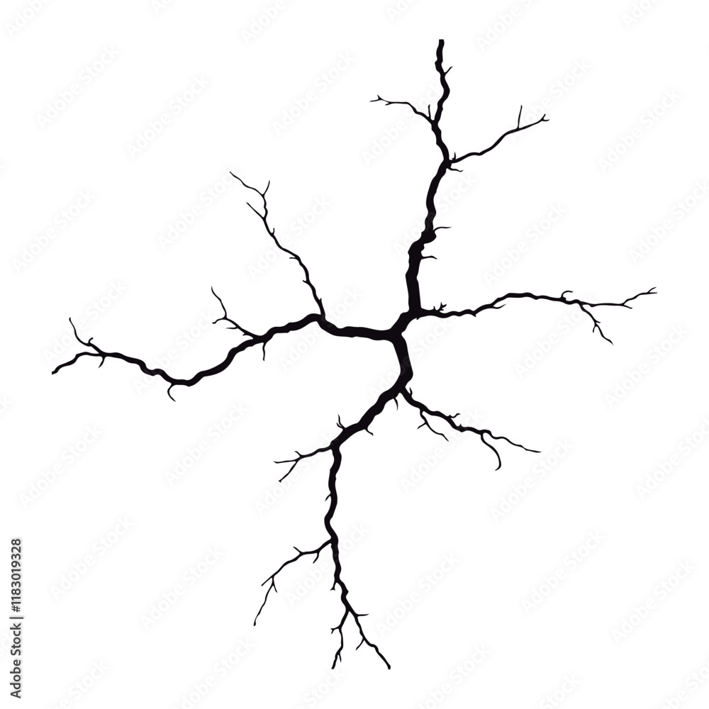 Split lines in the concrete or large fissures in the wall on a white ...