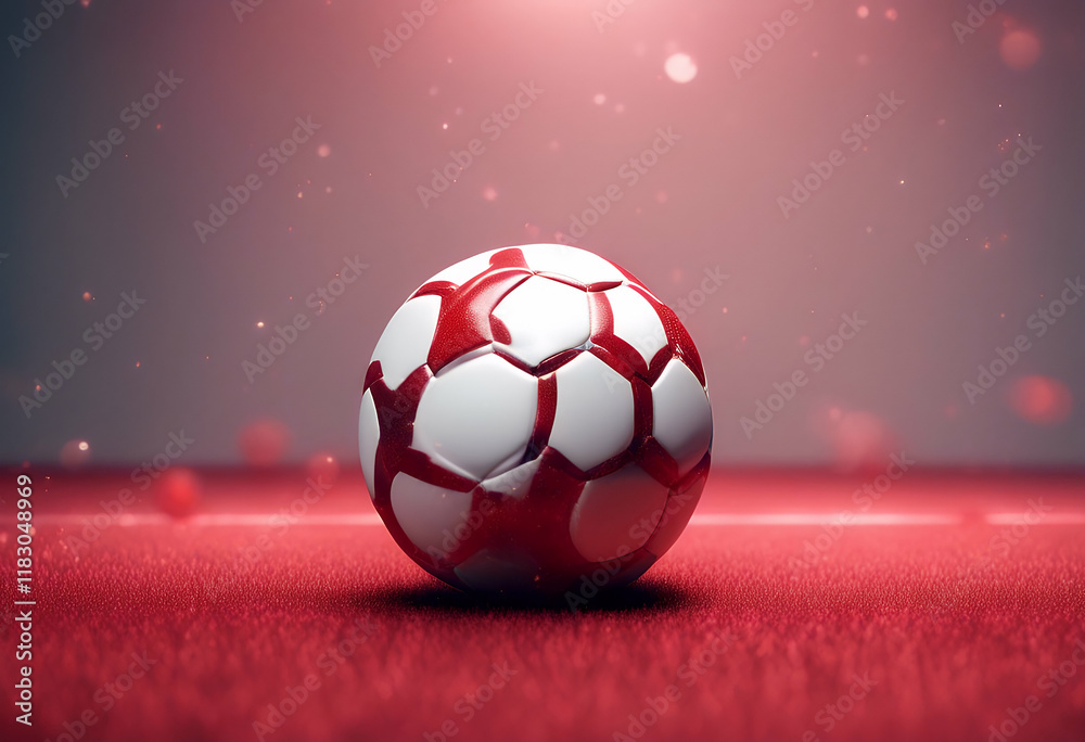 soccer 3d year olated illustration new ball red background white ...