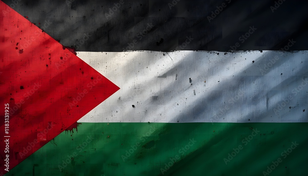 Textured Palestinian flag. This flag appears to be made of rough cloth ...