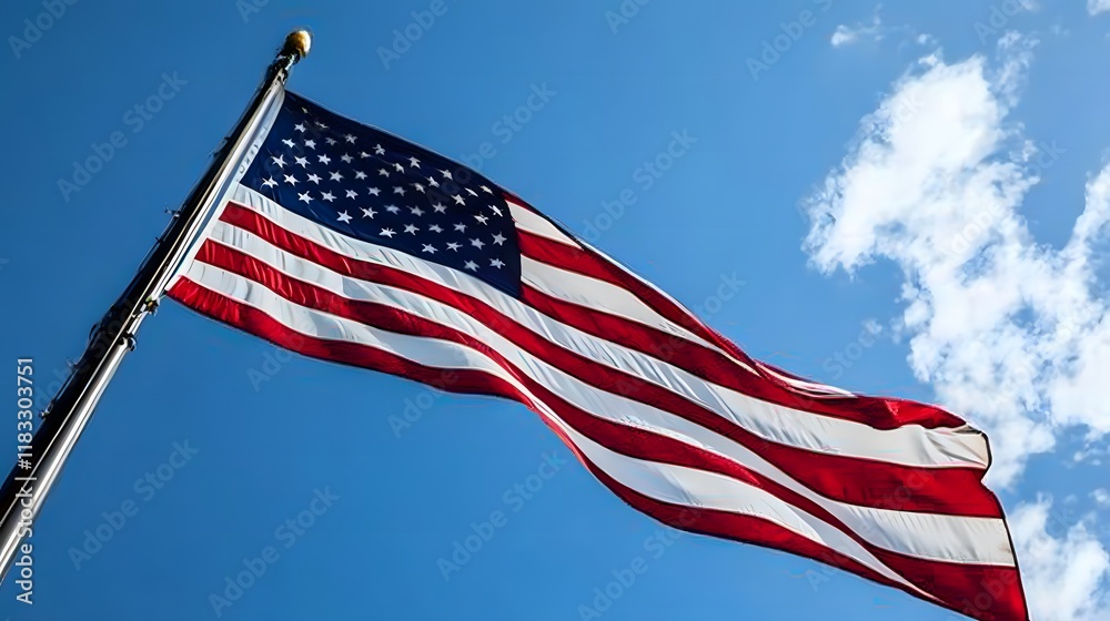 The United States flag flying at half-staff, symbolizing respect ...