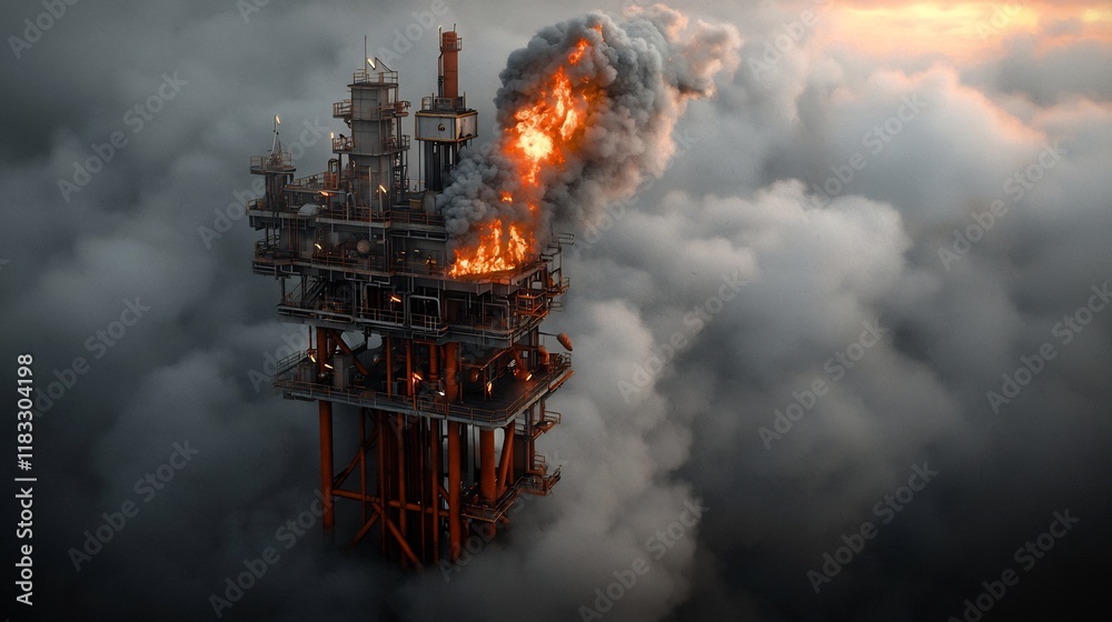 Offshore Oil Rig Firefighters Engaged in Intensive Training Exercises ...