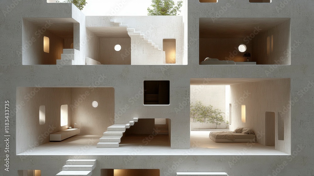 Innovative design of abstract architecture, with fragmented shapes ...