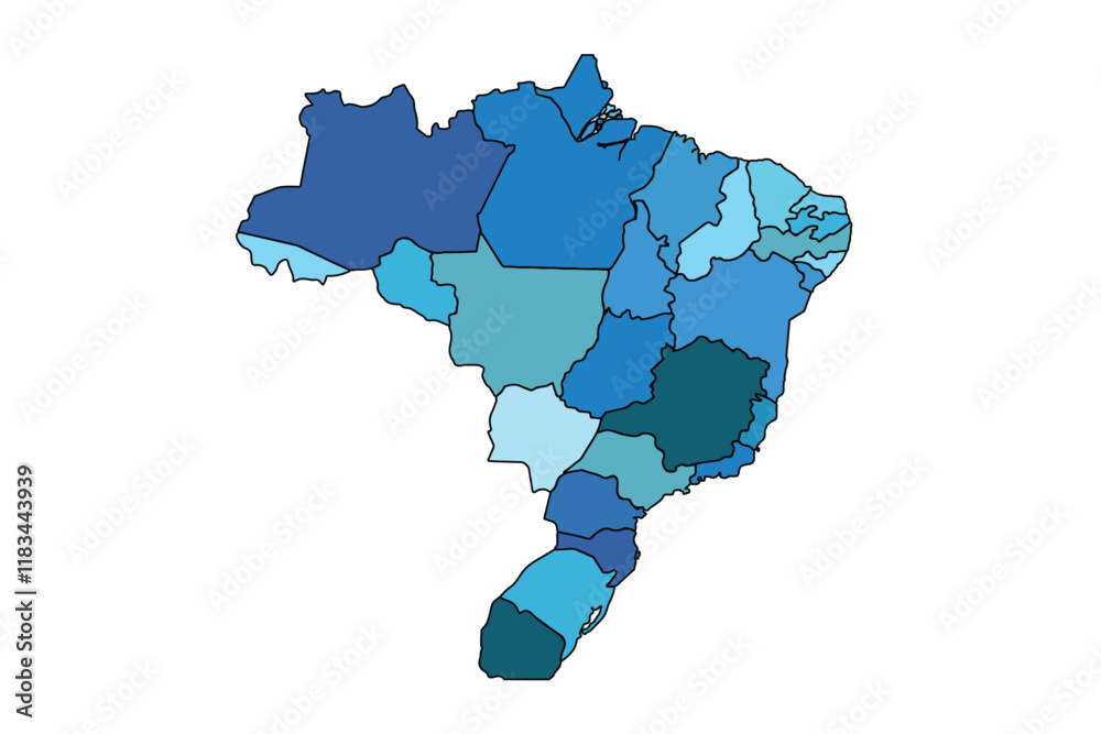 Brazil map with regions vector illustration,Brazil Political map and ...