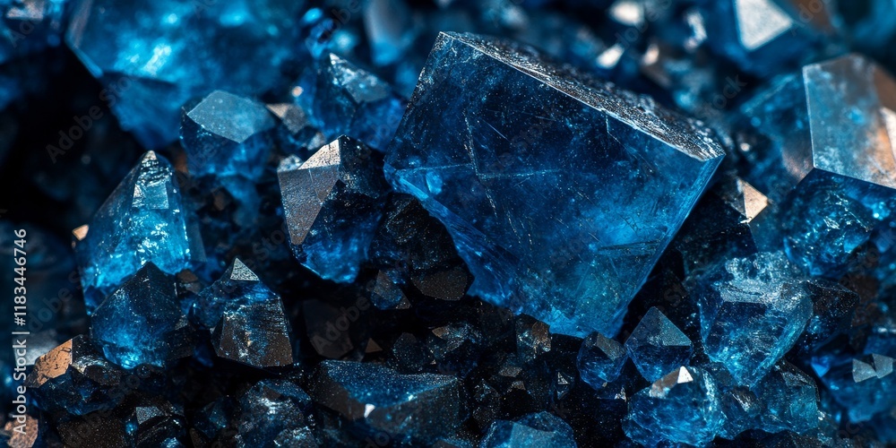 Dark blue crystal showcasing the stunning texture of a natural mineral ...