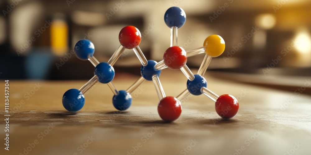 Molecular model of benzene depicted on chemical notes, showcasing the ...