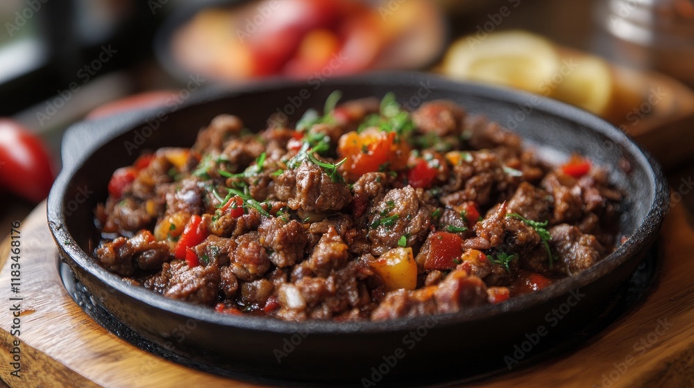 Turkish meat saute features a savory blend of sauteed meat, showcasing ...