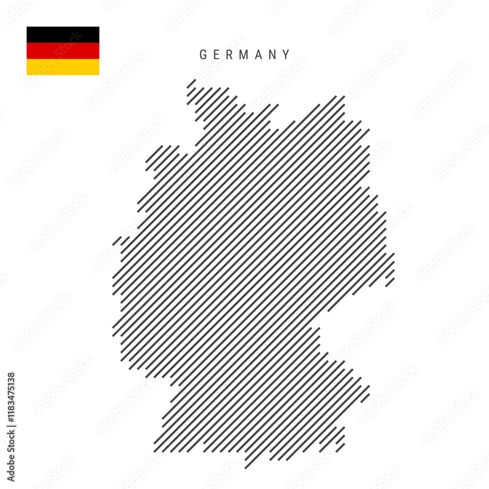 Germany map from pattern of black slanted parallel lines. German map ...