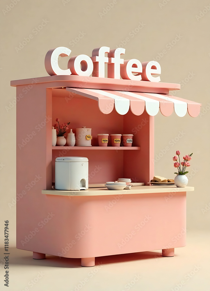 Coffee sampling and selling booth, Coffee shop design, Cute pastel ...