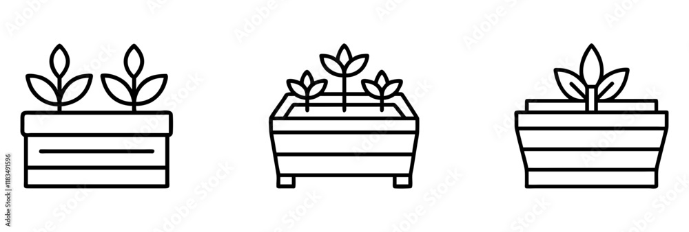 planter box icon, furniture line art, furniture vector - simple black ...