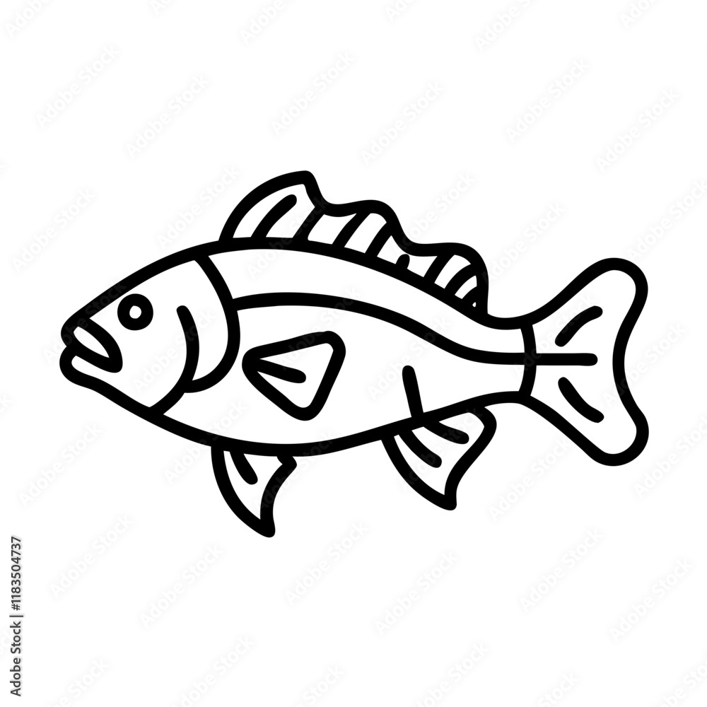 Image vectorielle Stock peacock bass icon, fish line art, fish vector ...