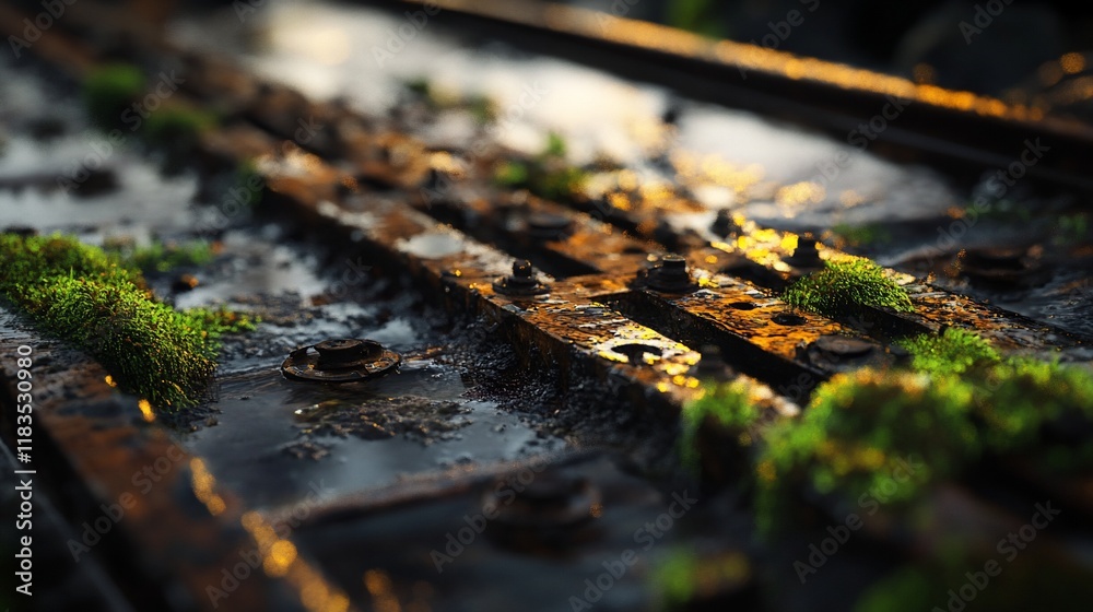 Rusty Metal Texture with Moss: A Macro Exploration of Decay and Nature ...