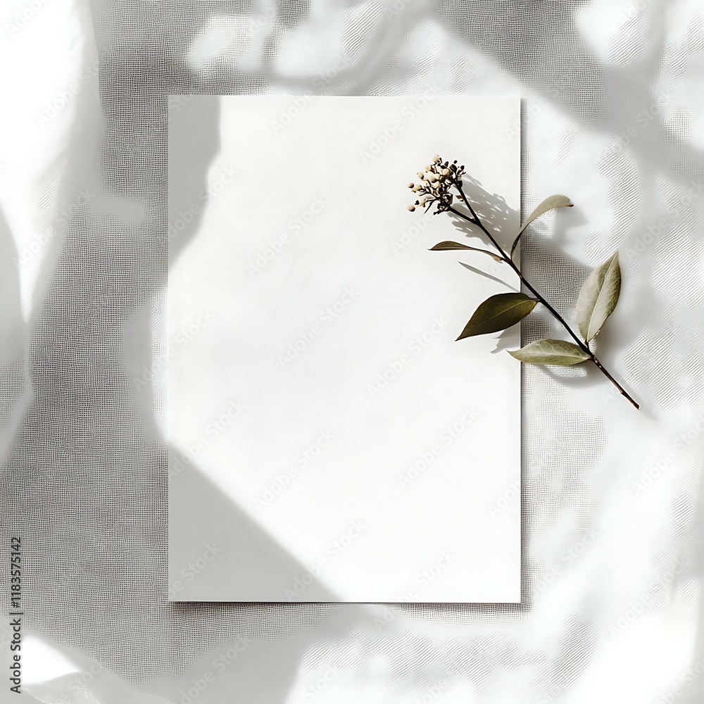 A minimalist style card, with a completely plain white background and ...