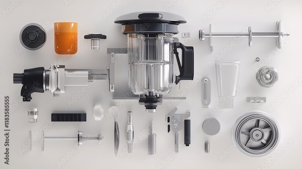 Exploded view of a blender's components. Stock Photo | Adobe Stock