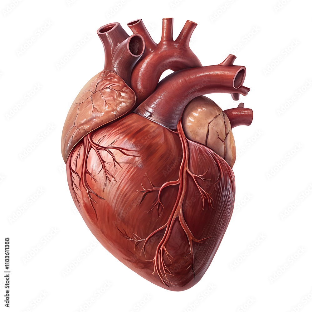 Realistic human heart illustration set, internal organ anatomy PNG ...