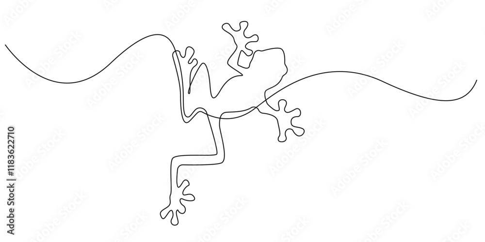 continuous line drawing of frog.one line drawing of frog animal.single ...