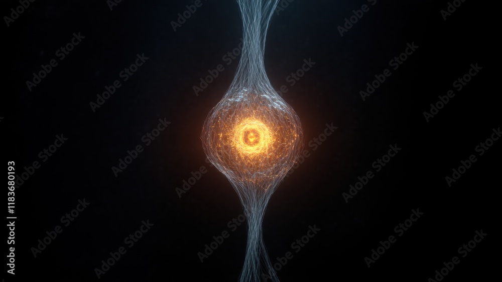 Glowing quantum bits connected by intricate light threads depict ...