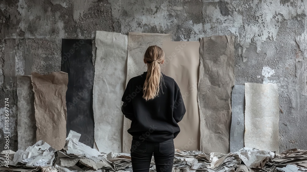 Fashion designer conceptualizing sustainable materials for a ...