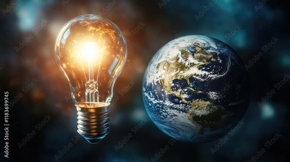 Modern energy transition concept featuring a lightbulb integrated with ...