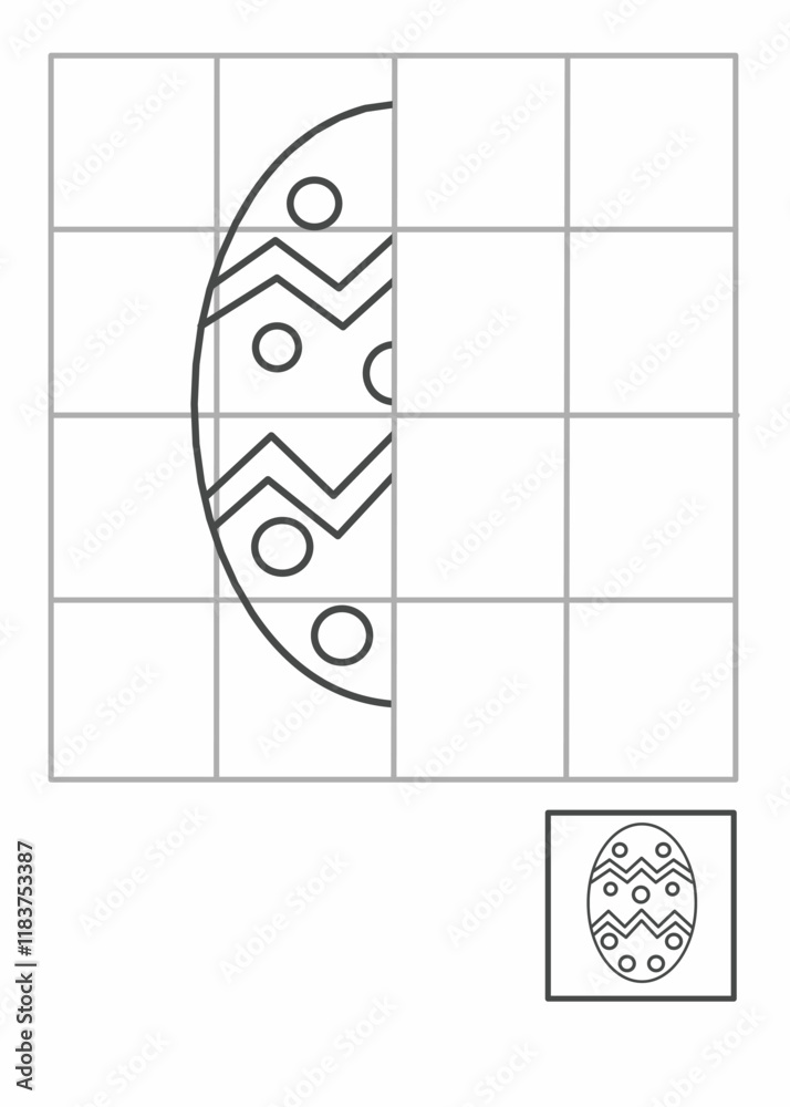 Symmetry drawing for kids, draw the other half side easter egg activity ...