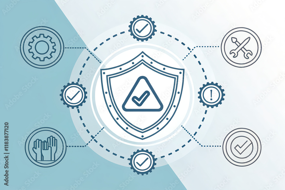 Security Shield Icon With Symbols Representing Risk Management ...