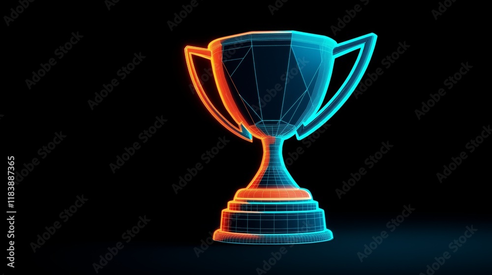 Ilustración de Stock Futuristic 3D Trophy with Blue and Orange ...