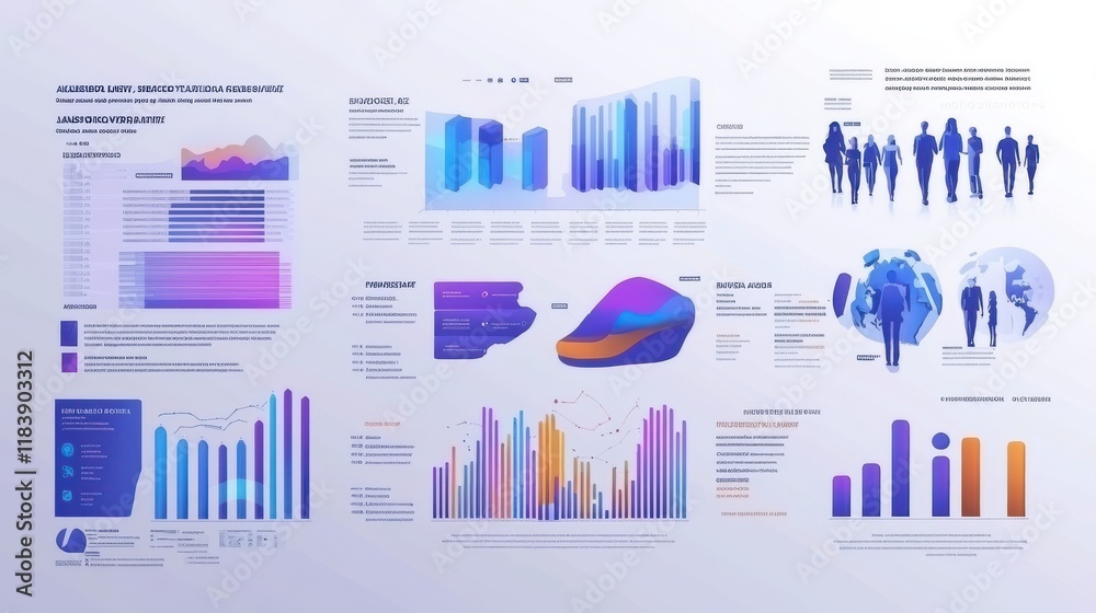 Infographic charts. Financial flow chart trends graph. Population ...