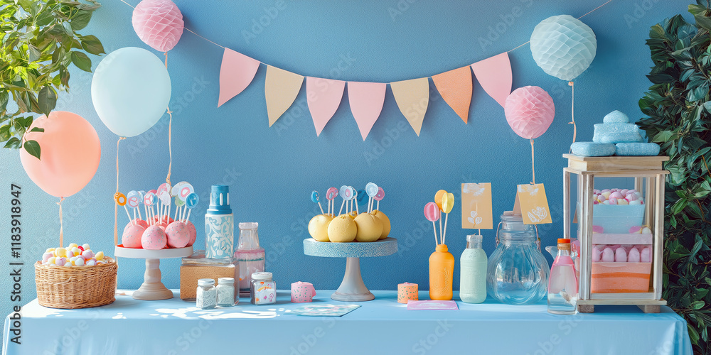 Baby shower photo booth setup with fun props like baby bottles ...