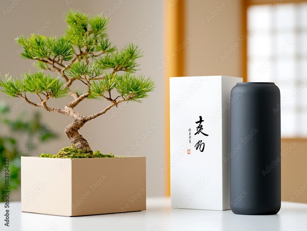 Minimalist Natural Bonsai Tree Plant in Organic White Paper Wrapped ...