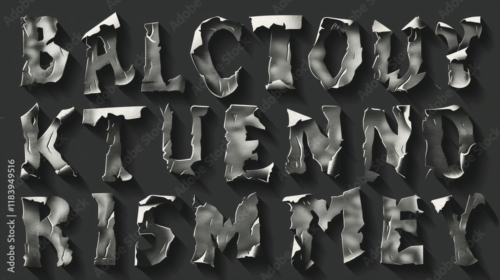 ภาพประกอบ Stock Cut out ransom vector letters alphabet. Blackmail or ...