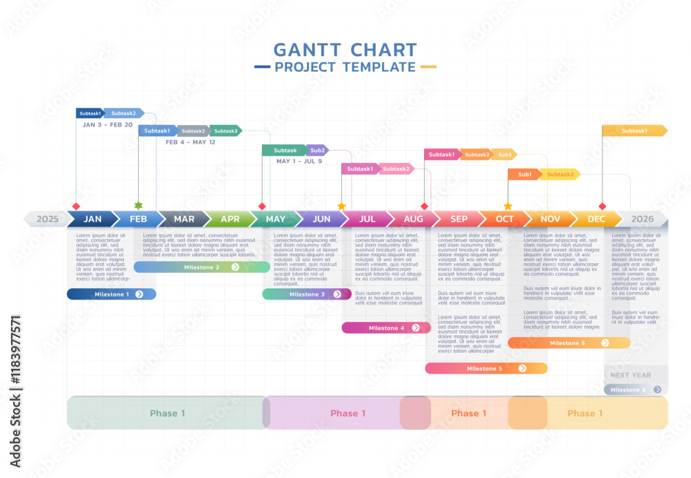 Timeline gantt chart infographic template background Stock Vector ...