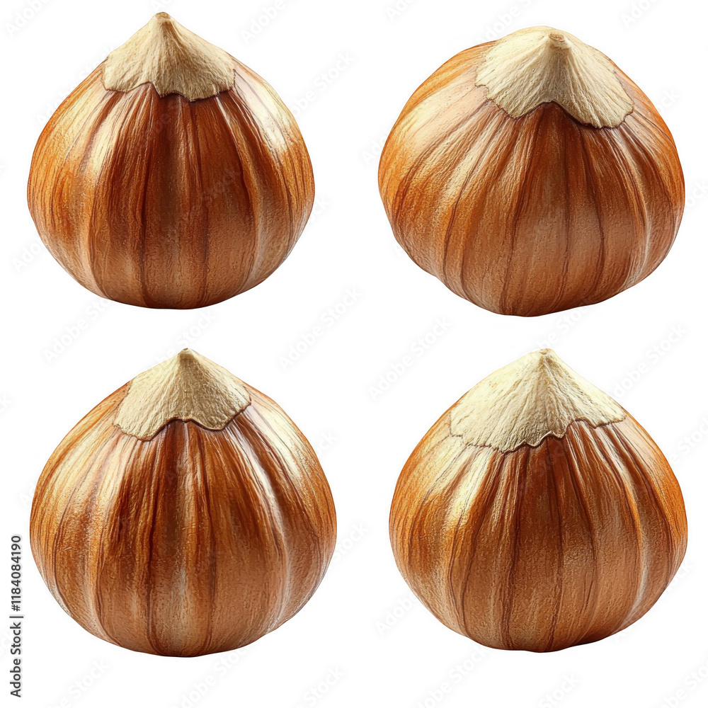 Aesthetic Collection of Four Isolated Hazelnuts on a Pure White ...