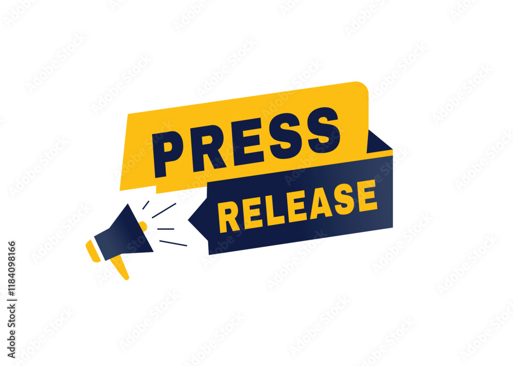 Press release label or tag, vector banner element. modern design with ...