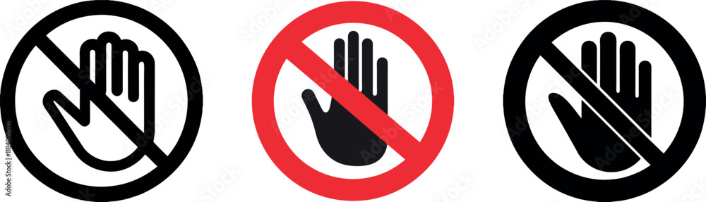 stop hand symbol icon representing caution and safety in various ...