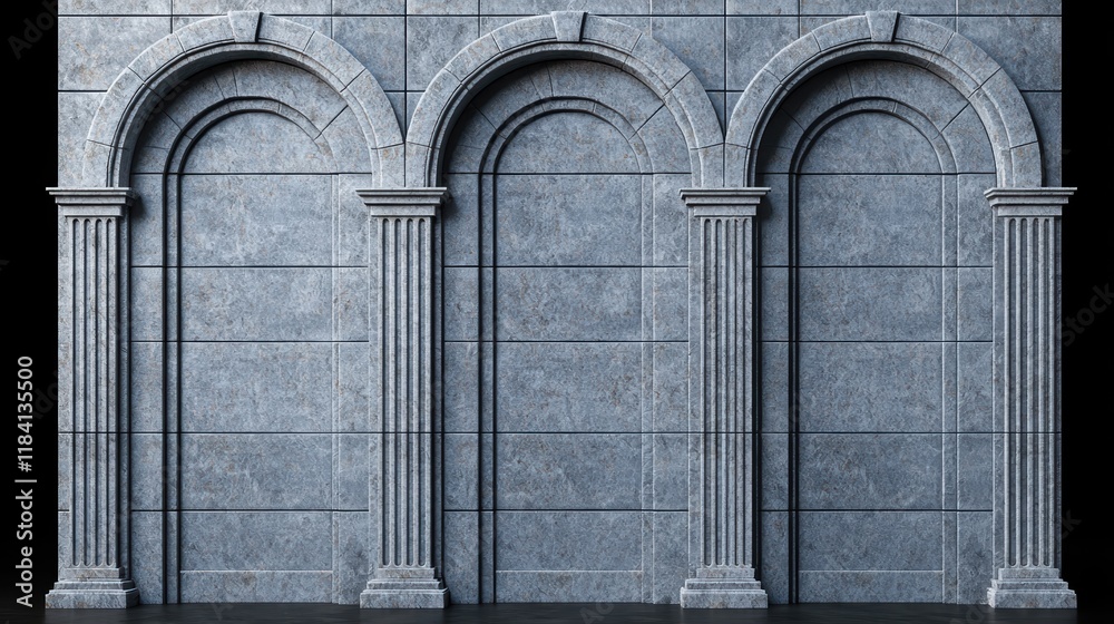 Elegant Gray Marble Archway Wall Panel with Ionic Columns ...