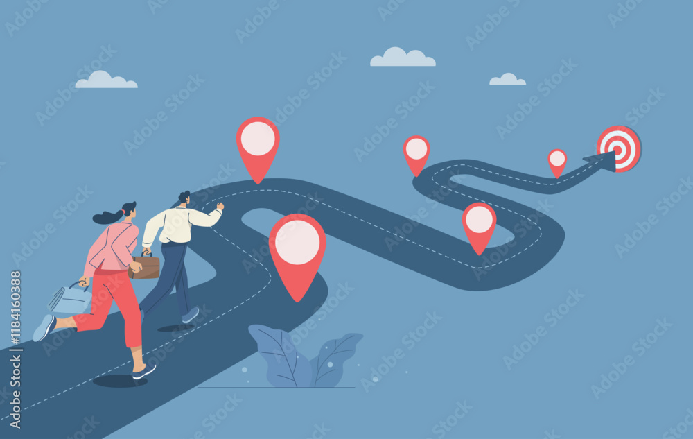 Business team running work on project timeline, Timeline, Progress in ...