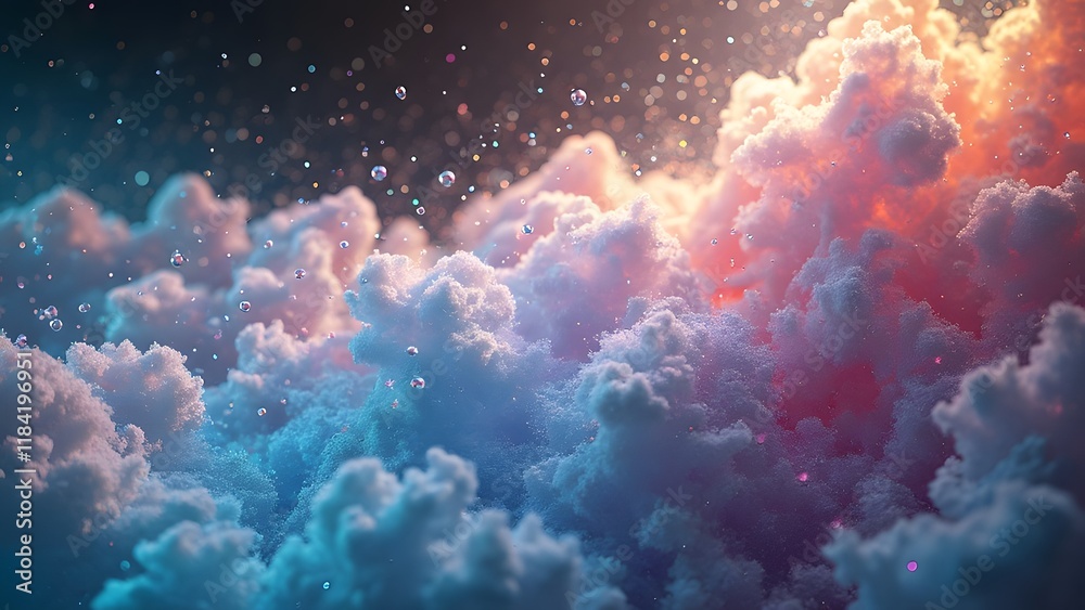 Ethereal Iridescent Clouds, Abstract AI Art of Shimmering Particles and ...